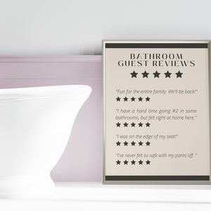 Bathroom Guest Reviews Funny Print • 5 Star Rating for Toilet Poster ...