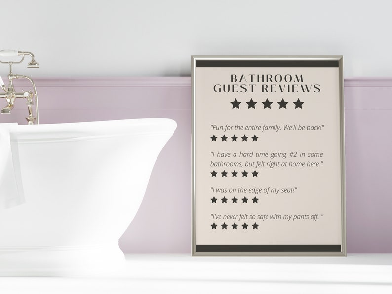 Bathroom Guest Reviews Funny Print • 5 Star Rating for Toilet Poster ...