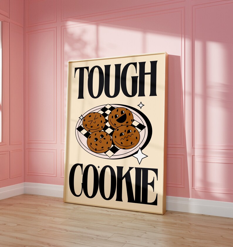 Tough Cookie Digital Art • Retro Kitchen Decor • Biscuit Lover Unique ...