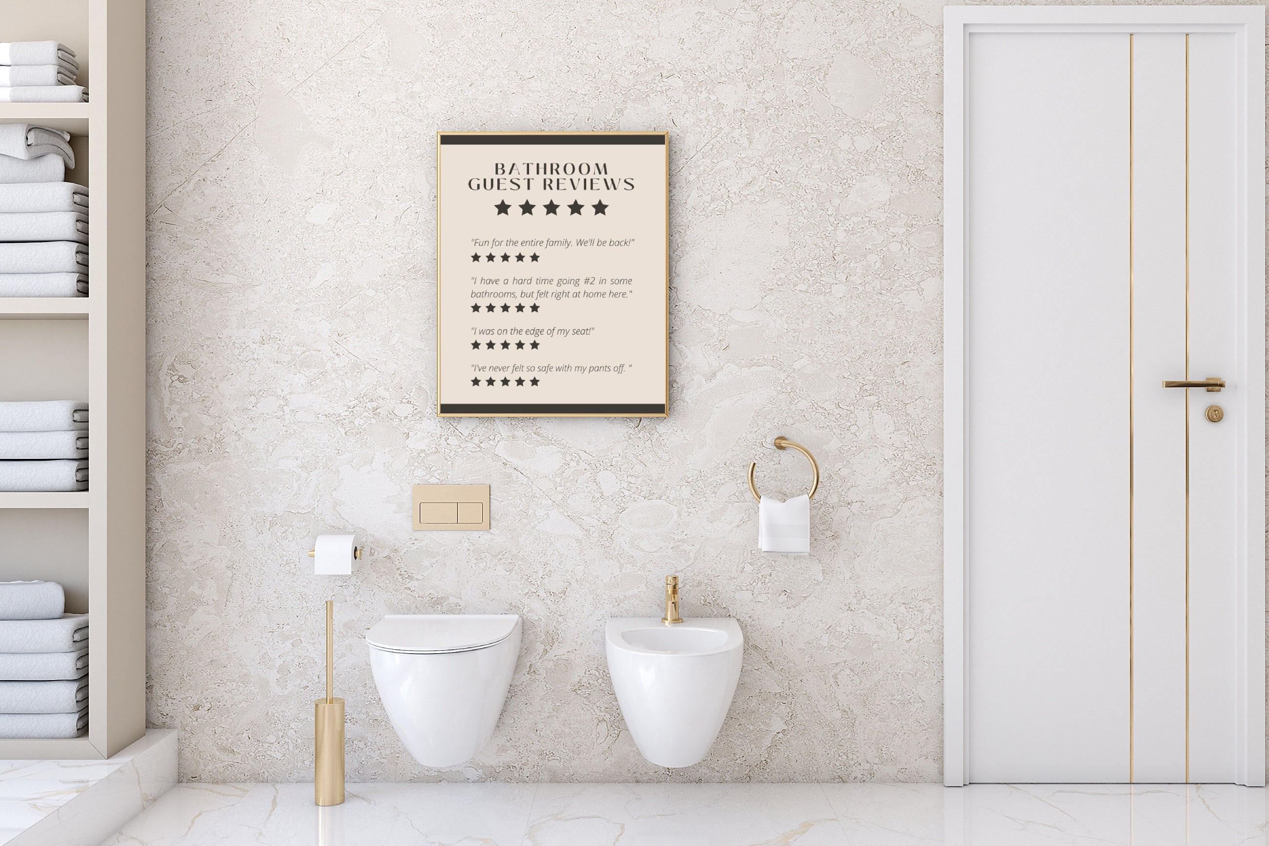 Bathroom Guest Reviews Funny Print • 5 Star Rating for Toilet Poster ...