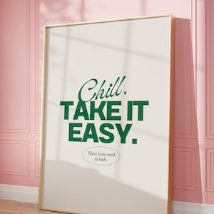 Retro Take It Easy Quote Print • Green Aesthetic Vintage Style Poster ...