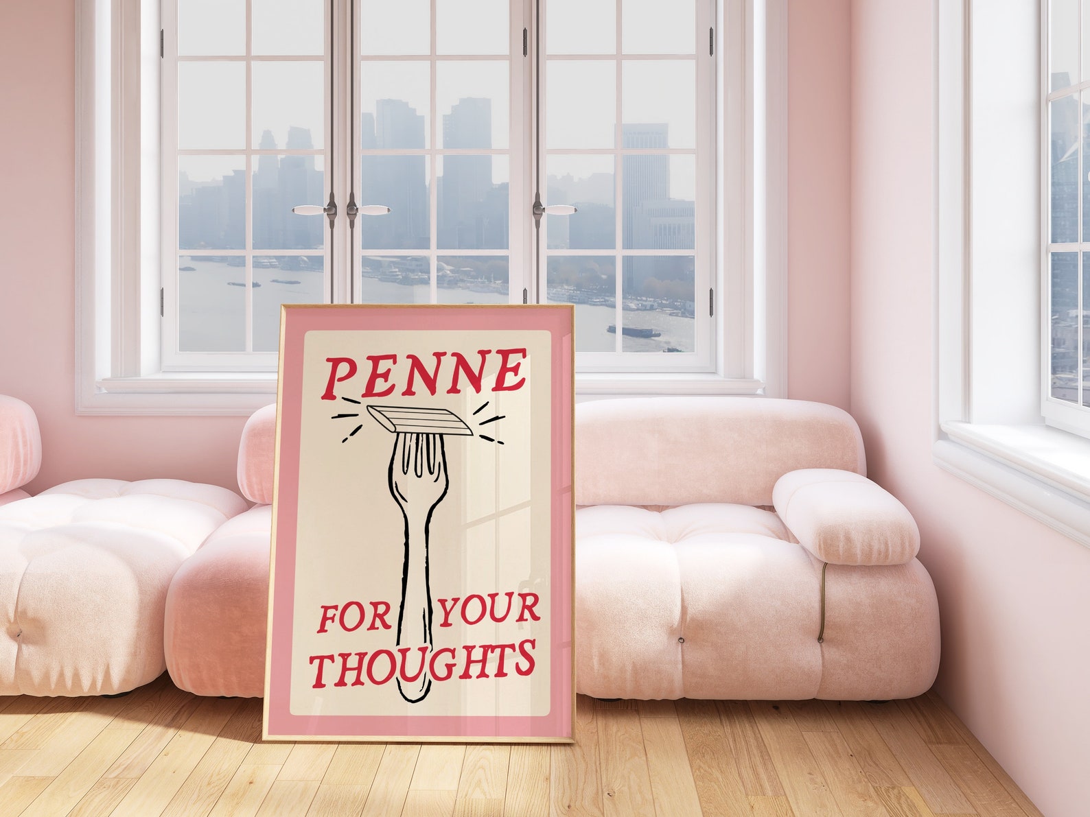 Penne for Your Thoughts Funny Print • Pasta Lover Kitchen Wall Art ...