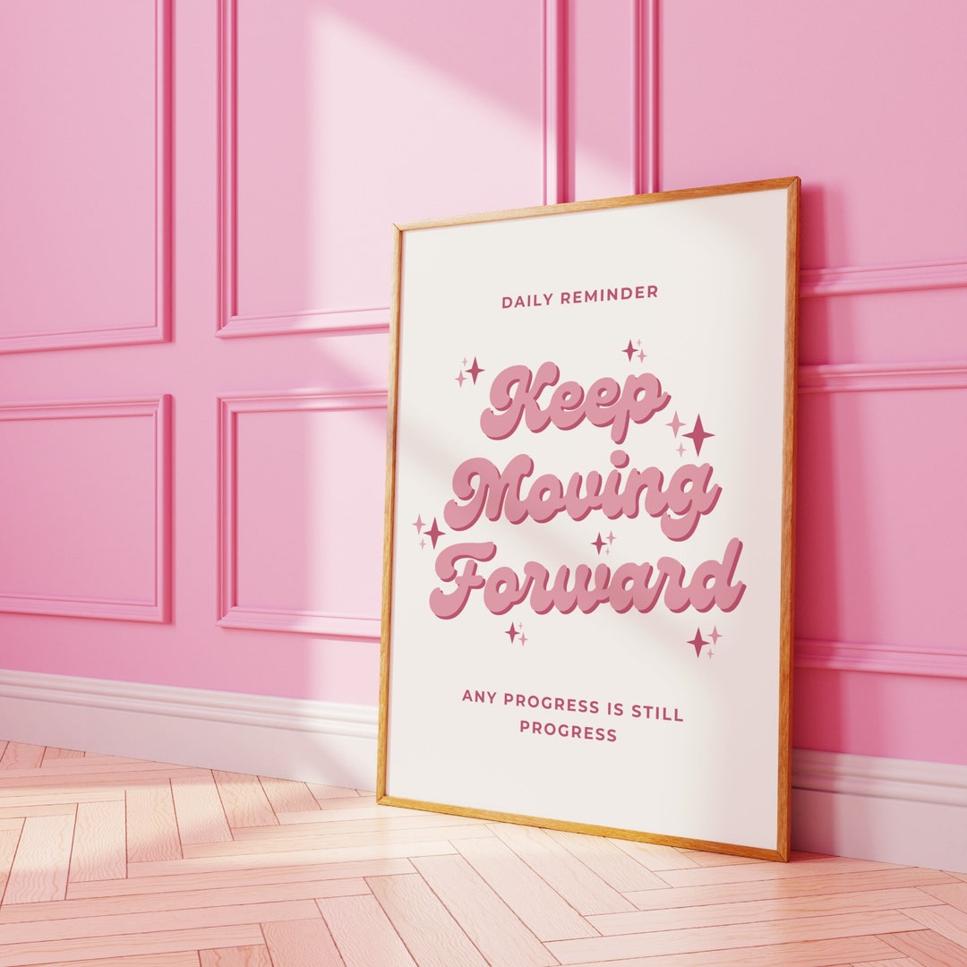 Pink Retro Quote Print • Motivational Mental Health Poster • Pink ...
