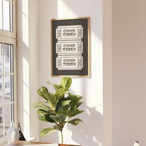 Good Times Ticket Print • Black & White Vintage Wall Art • Trendy Retro ...