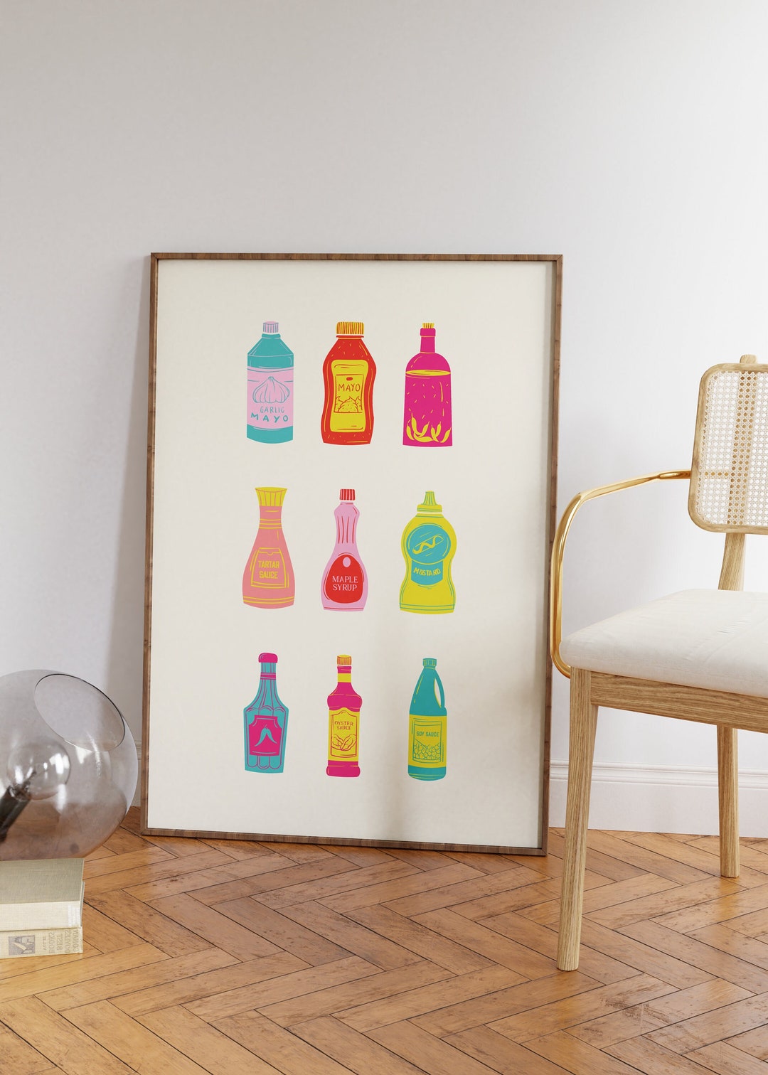 Funky Kitchen Condiments Print • Digital Food Art Prints • Colorful ...