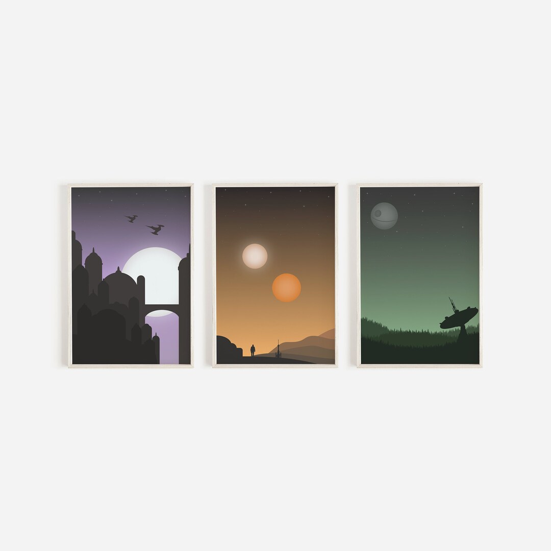 Star Wars Planet Posters - Set of 3, Minimalistic Poster Trio, Star ...