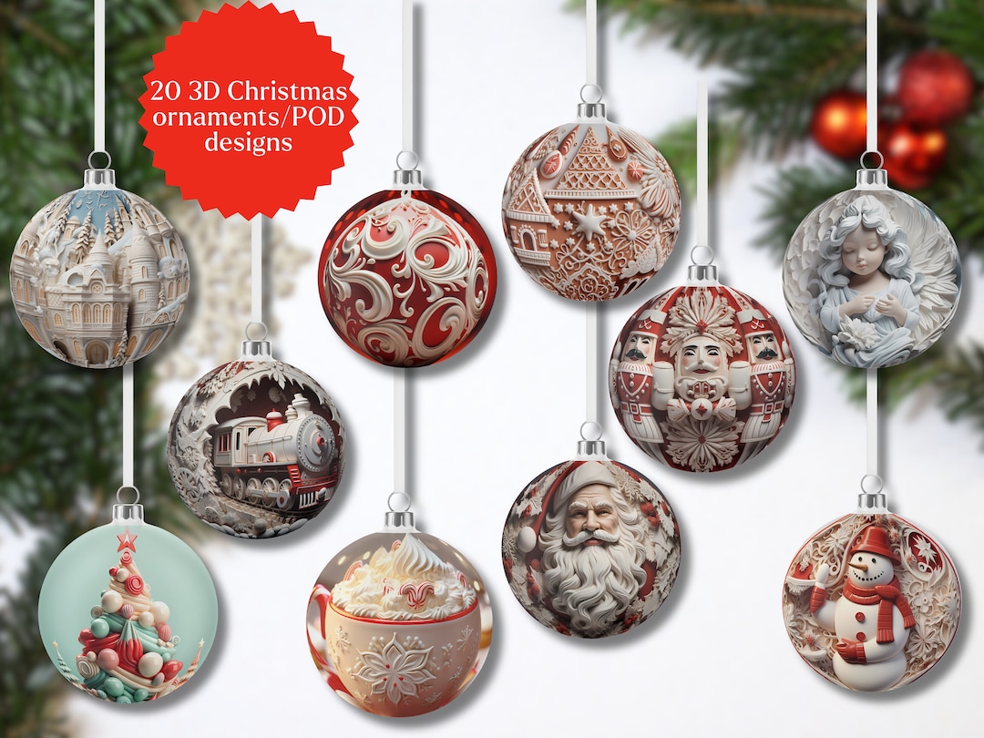 3D Christmas Ornaments and Print on Demand Designs Digital 3D Christmas ...