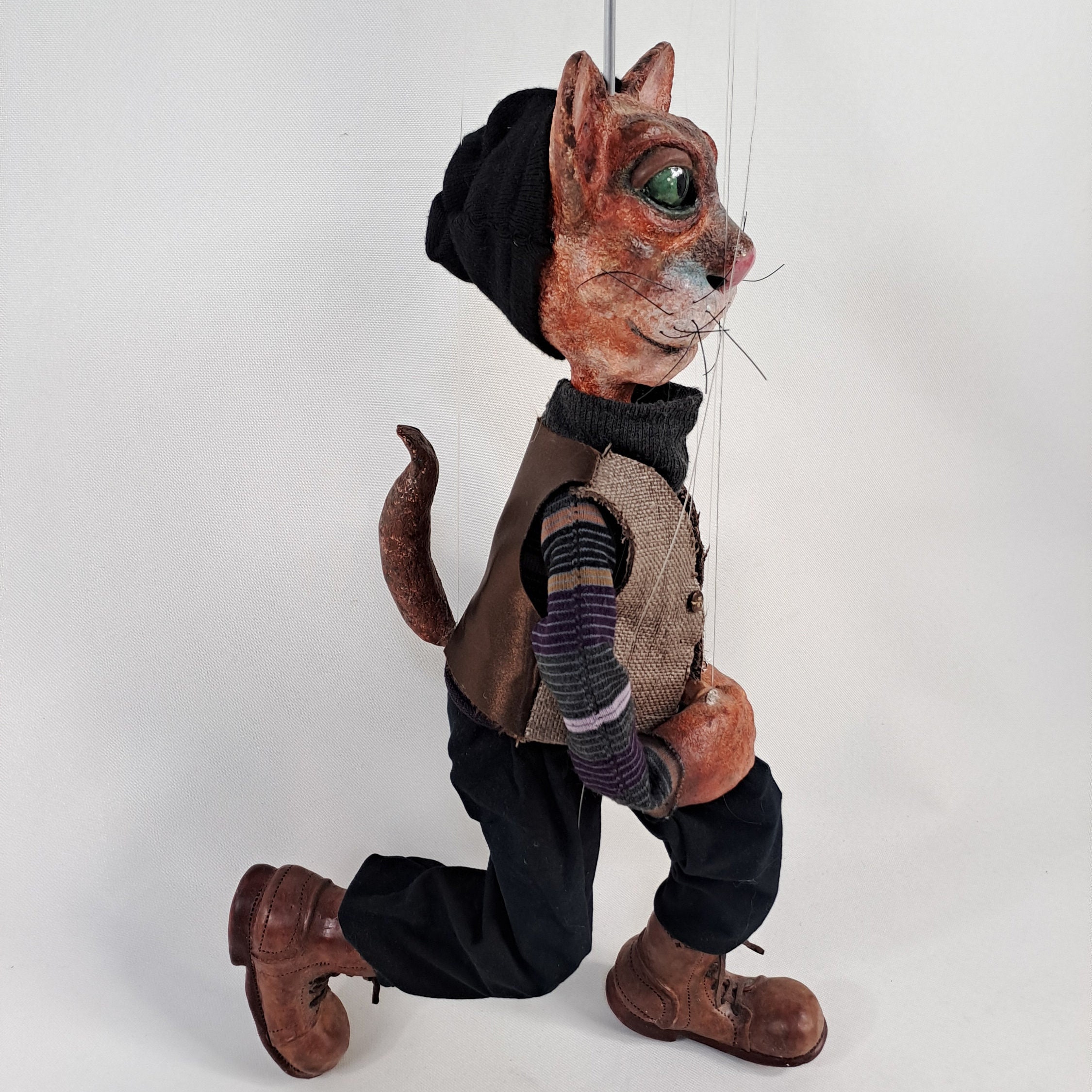 Puss in Boots Puppet, Handmade With Wood, Papier-mâché, and Custom ...
