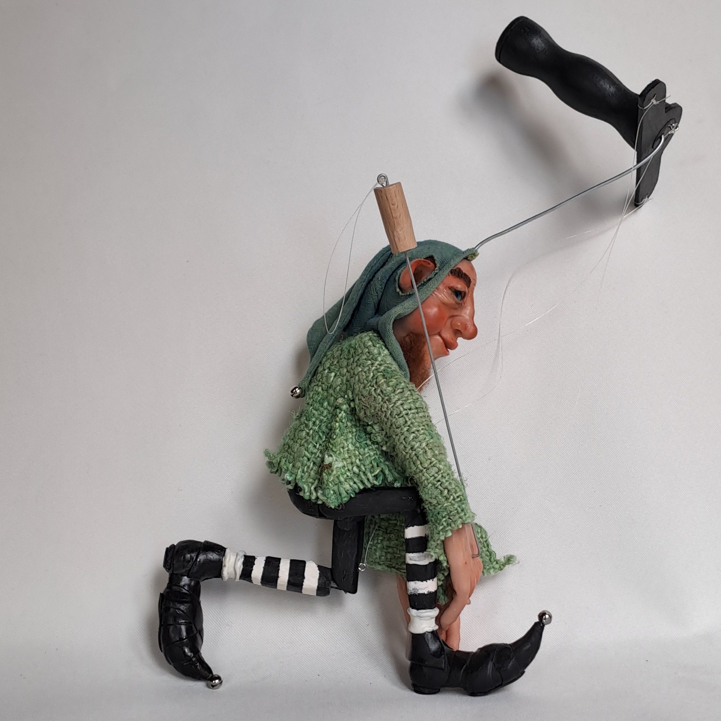 Goblin Puppet, Unique Piece, Handmade in Carved Wood and Polymer Clay ...