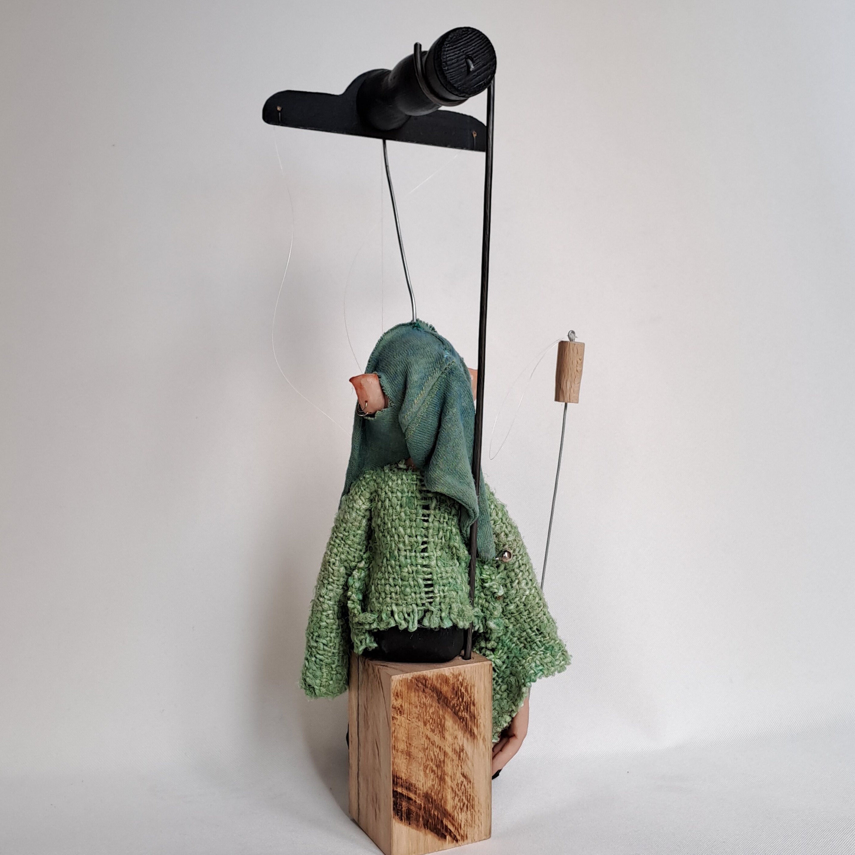Goblin Puppet, Unique Piece, Handmade in Carved Wood and Polymer Clay ...