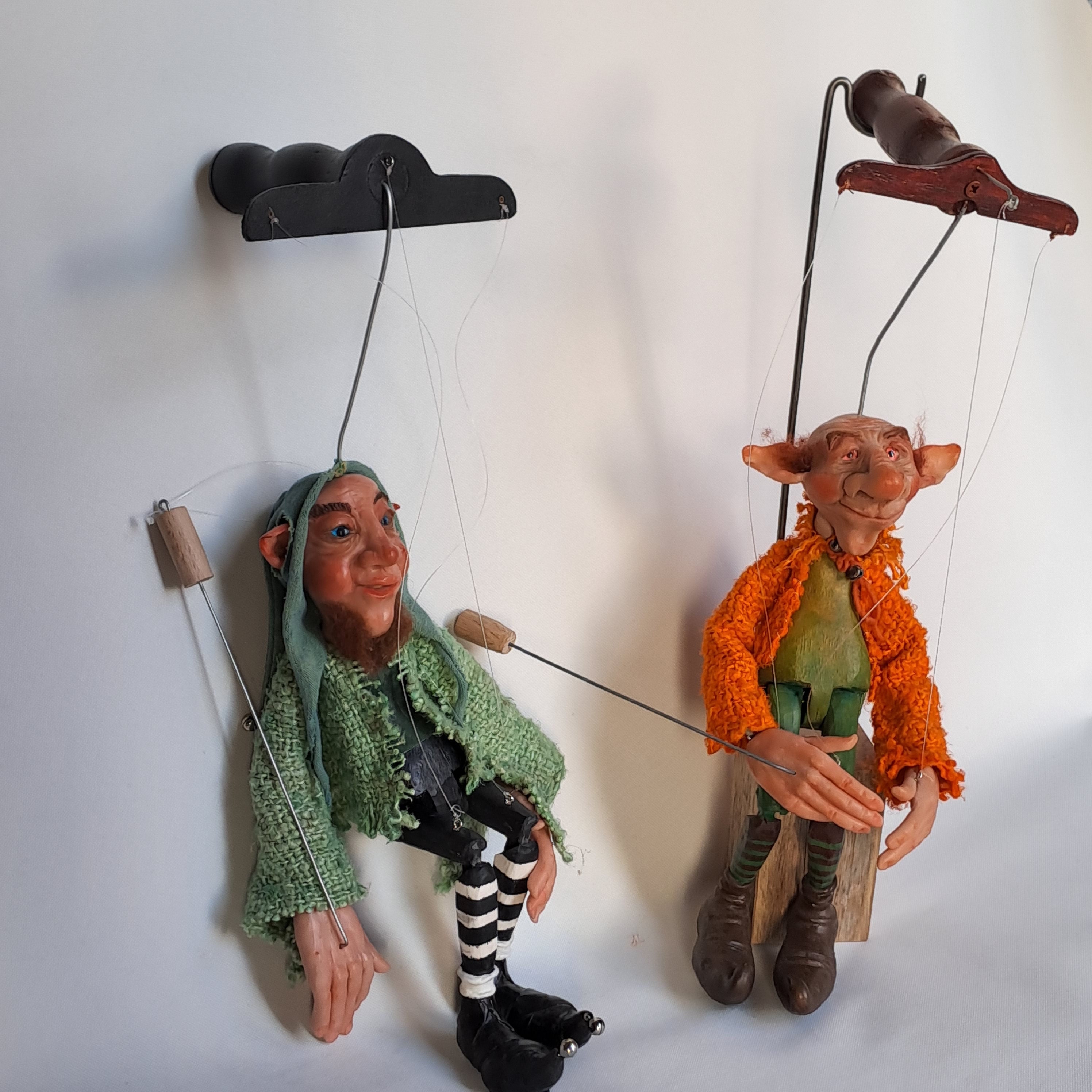 Goblin Puppet, Unique Piece, Handmade in Carved Wood and Polymer Clay ...
