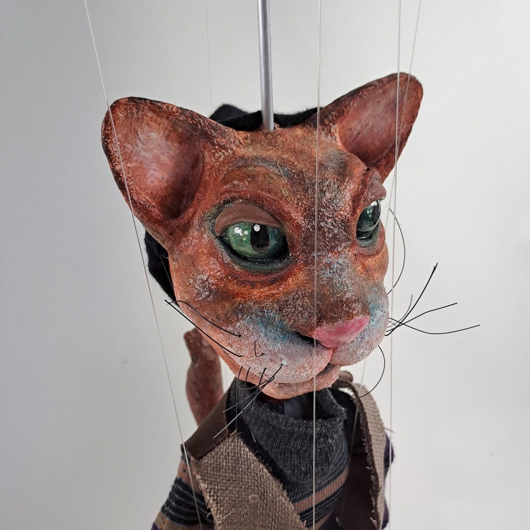 Puss in Boots Puppet, Handmade With Wood, Papier-mâché, and Custom ...
