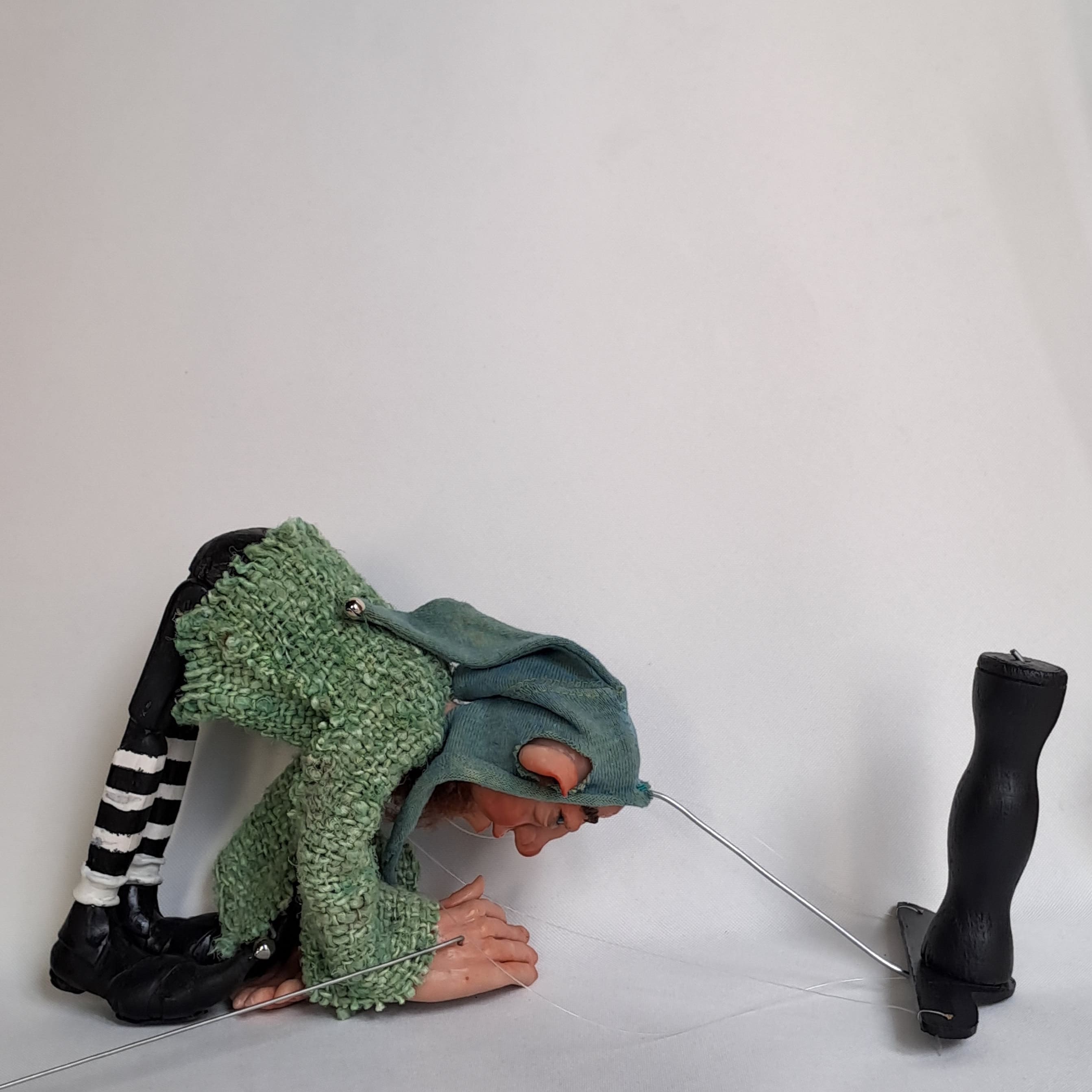 Goblin Puppet, Unique Piece, Handmade in Carved Wood and Polymer Clay ...