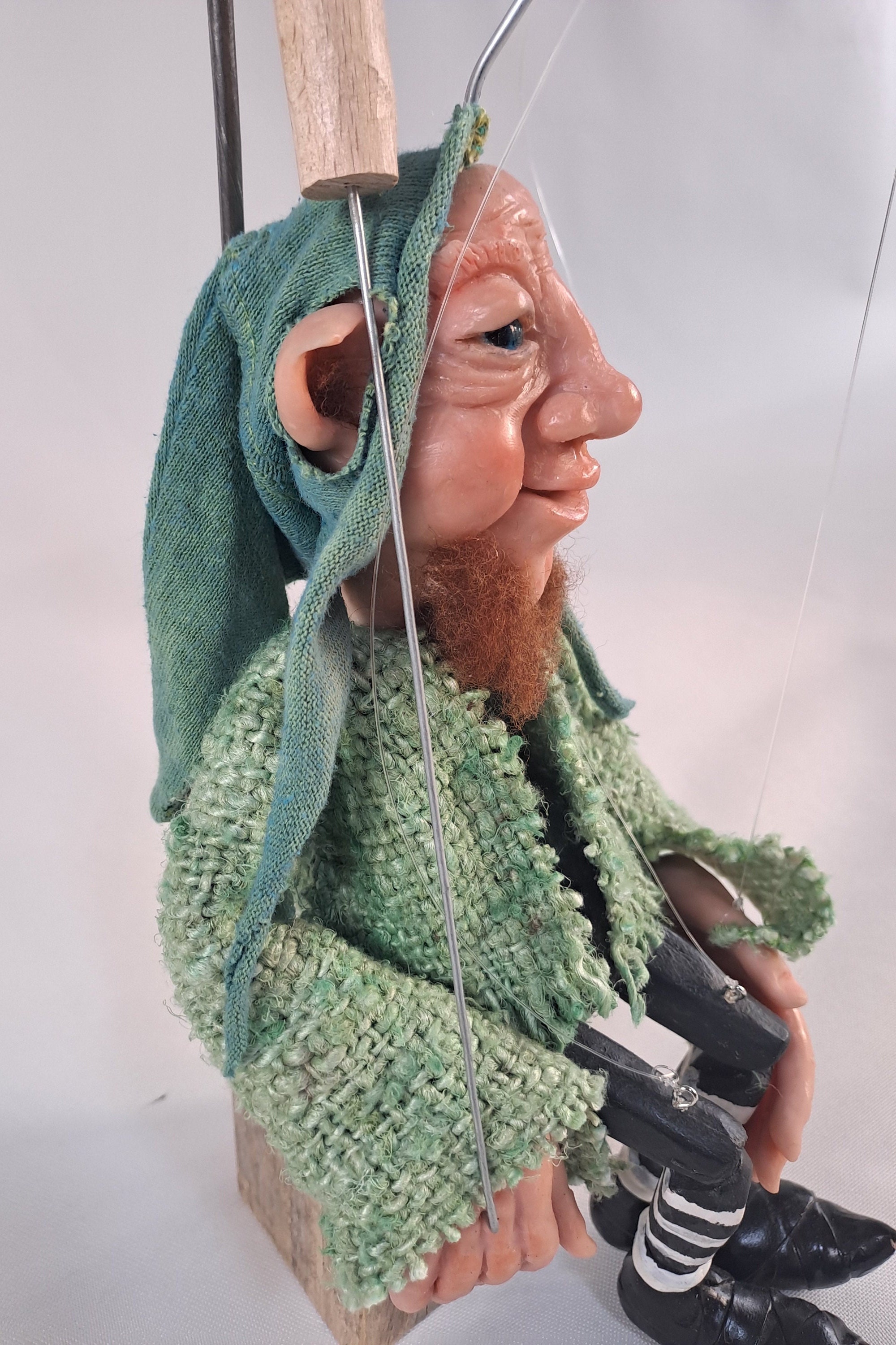 Goblin Puppet, Unique Piece, Handmade in Carved Wood and Polymer Clay ...