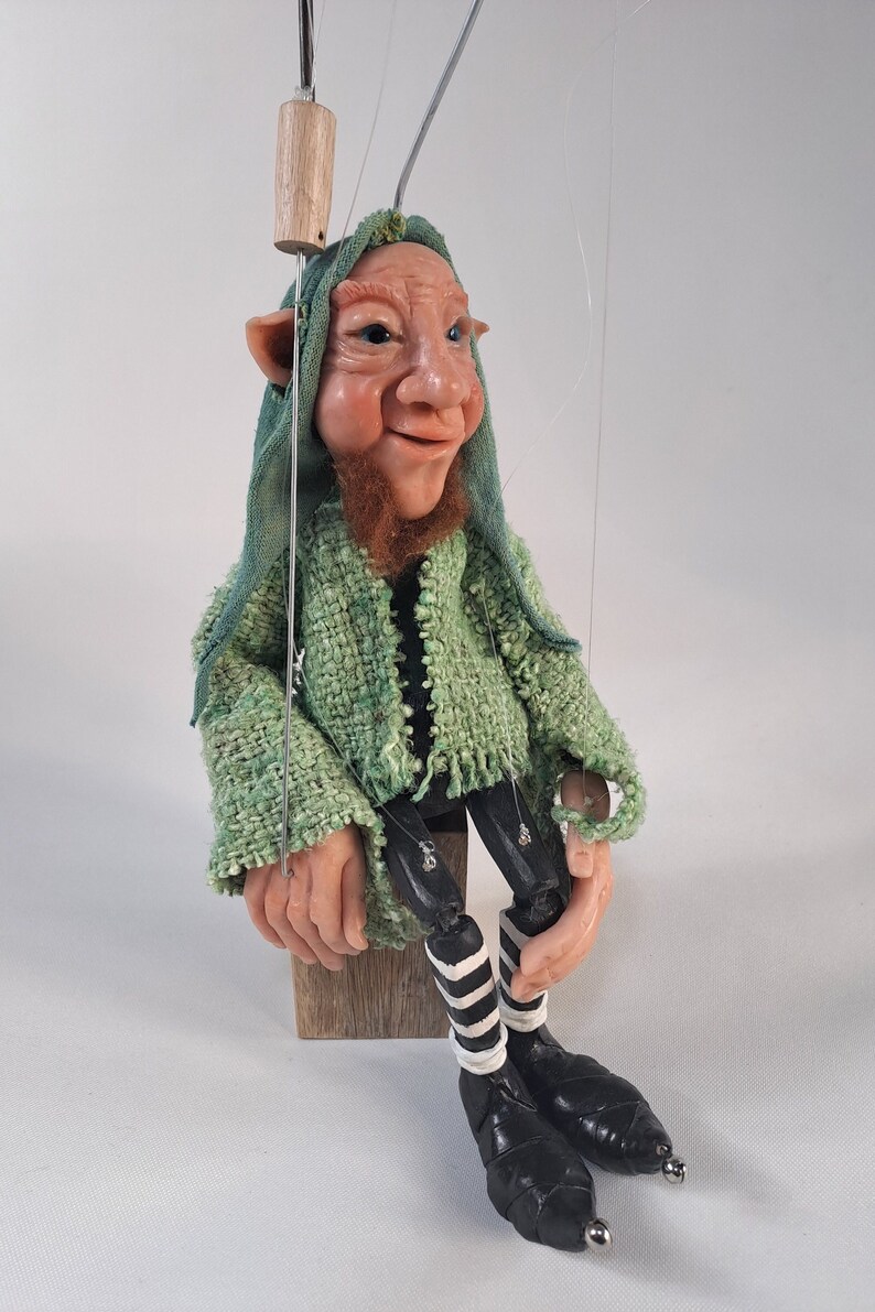 Goblin Puppet, Unique Piece, Handmade in Carved Wood and Polymer Clay ...