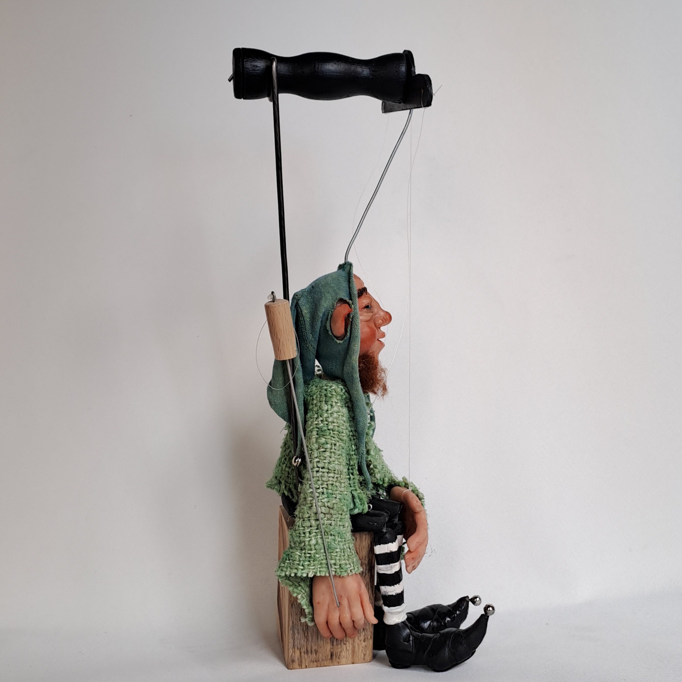 Goblin Puppet, Unique Piece, Handmade in Carved Wood and Polymer Clay ...