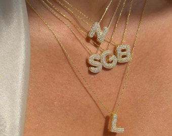 Gold Letter Diamond Necklace - Etsy