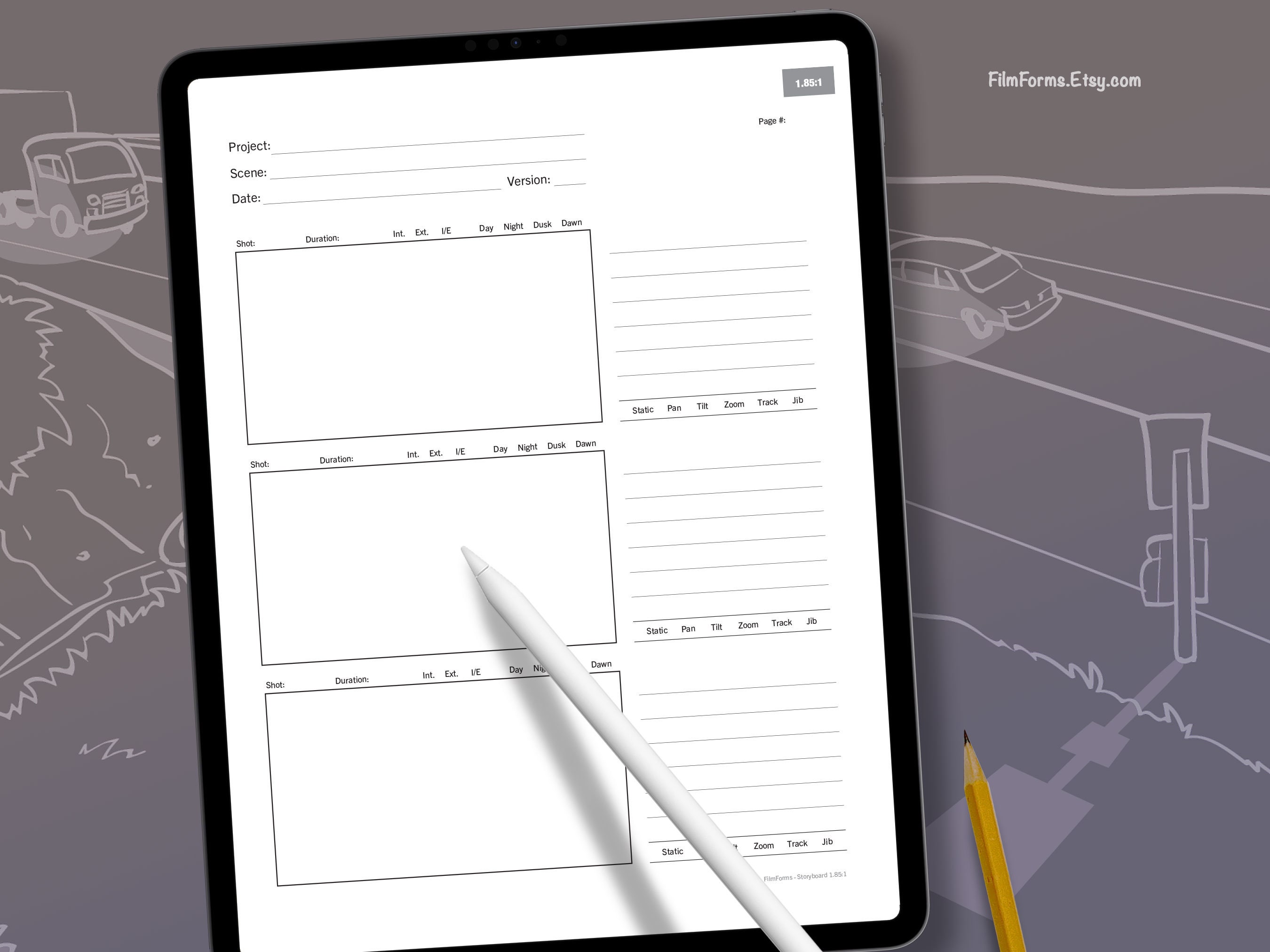 1.85 Widescreen Storyboard Template - Etsy