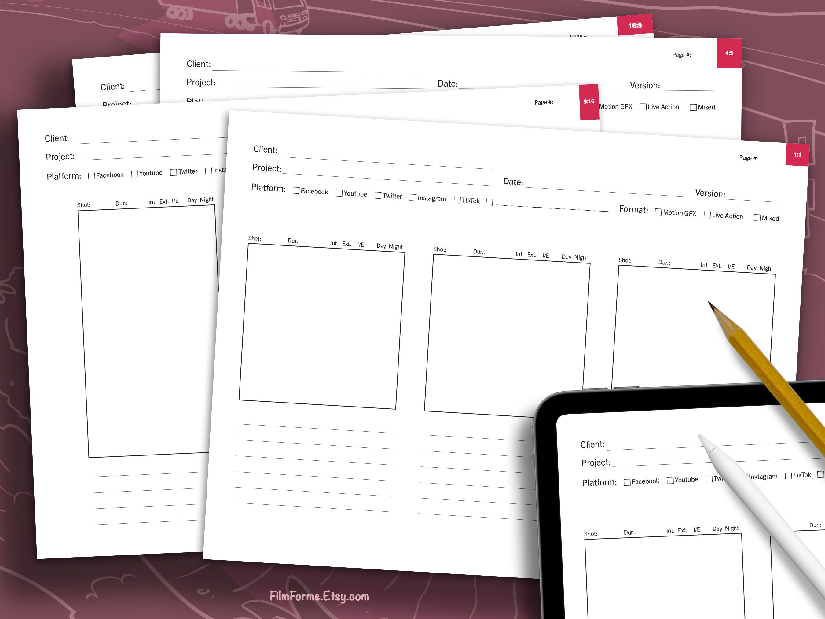 4 Social Media Storyboard Templates for (1x1, 4x5, 9x16) - Etsy