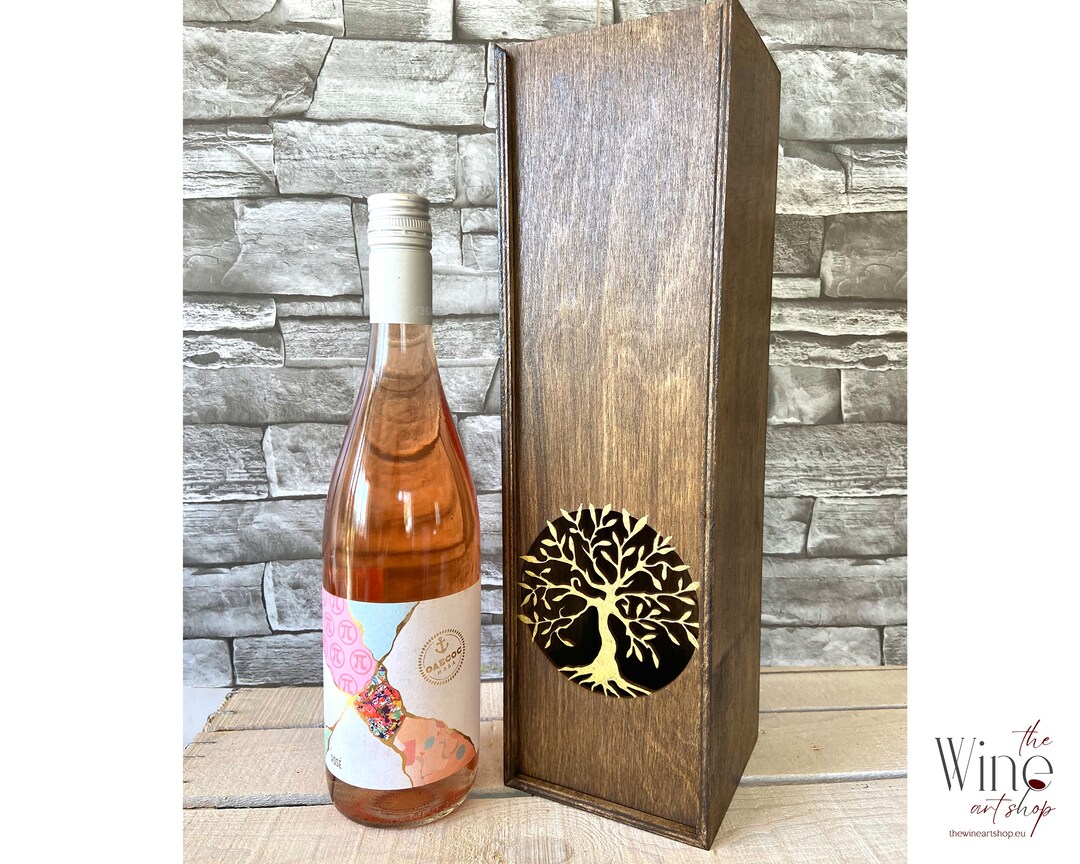 Tree of Life Wine Bottle Gift Box Standalone Wooden Box Hand Painted ...