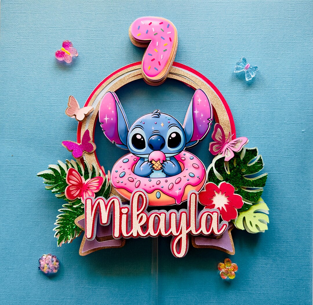 Stitch Cake Topper - Personalised Birthday Decoration | Kids Theme ...