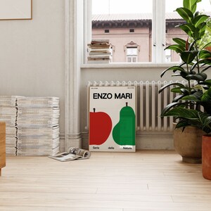 Enzo Mari Red Apple Green Pear Poster Danish Modern Art for Kitchen ...