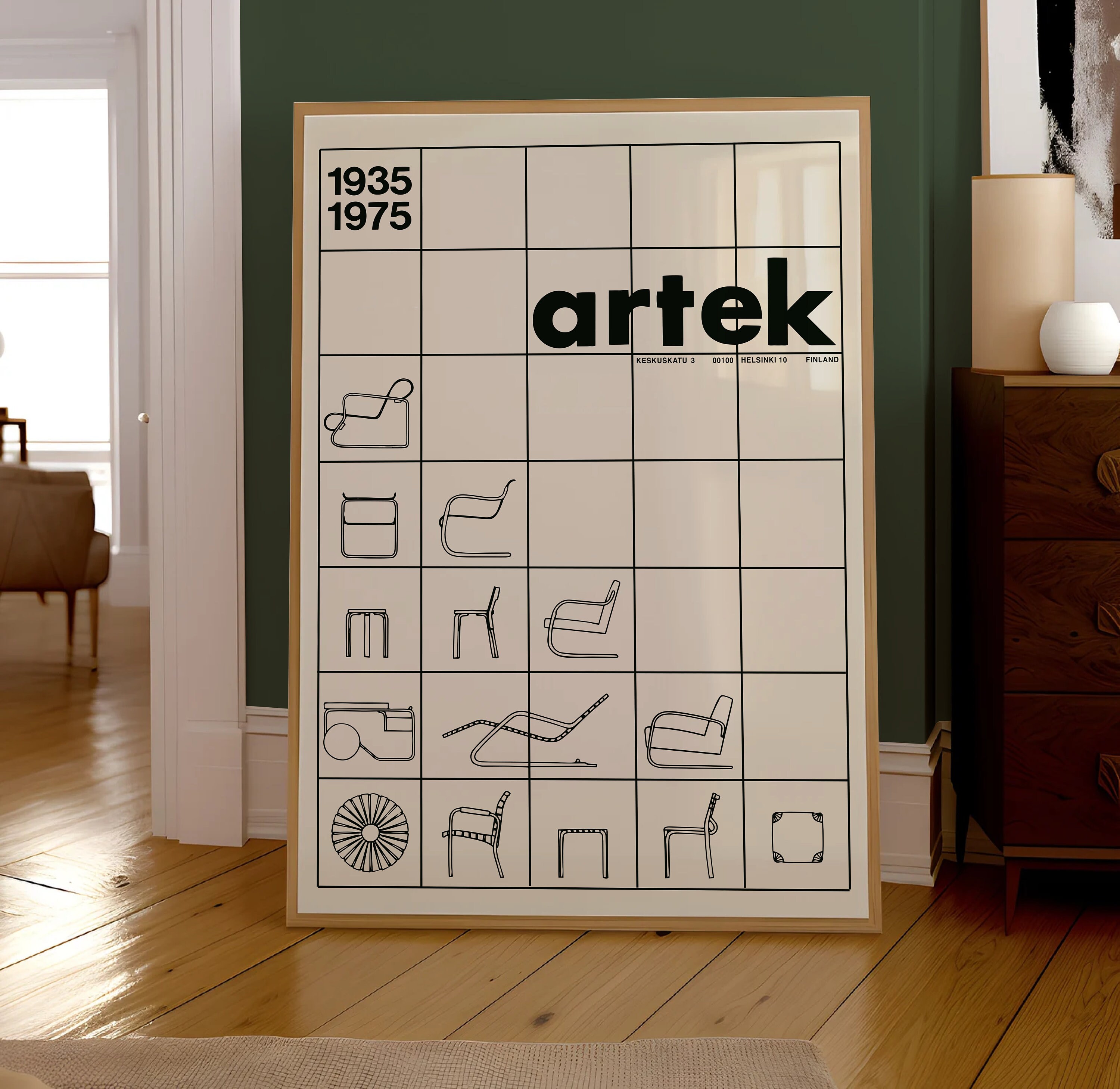 Artek Poster Furniture Design Chair Poster Mid Century Poster Famous ...