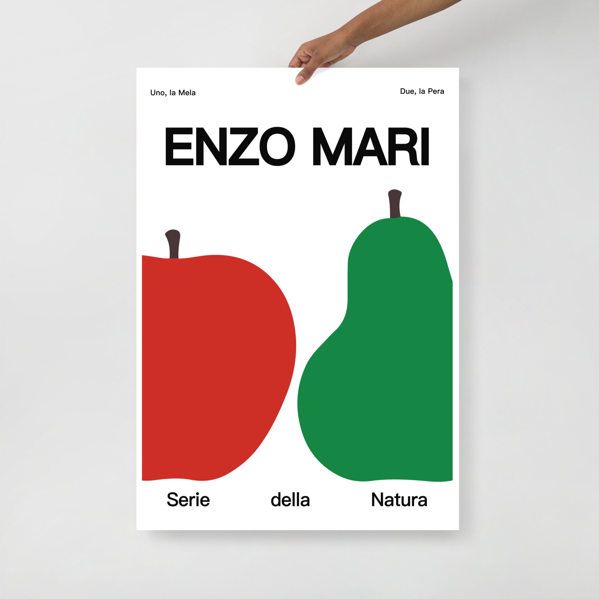 Enzo Mari Red Apple Green Pear Poster Danish Modern Art for Kitchen ...