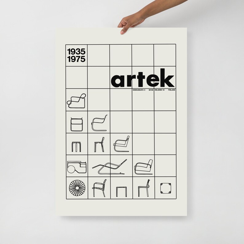 Artek Poster Furniture Design Chair Poster Mid Century Poster Famous ...