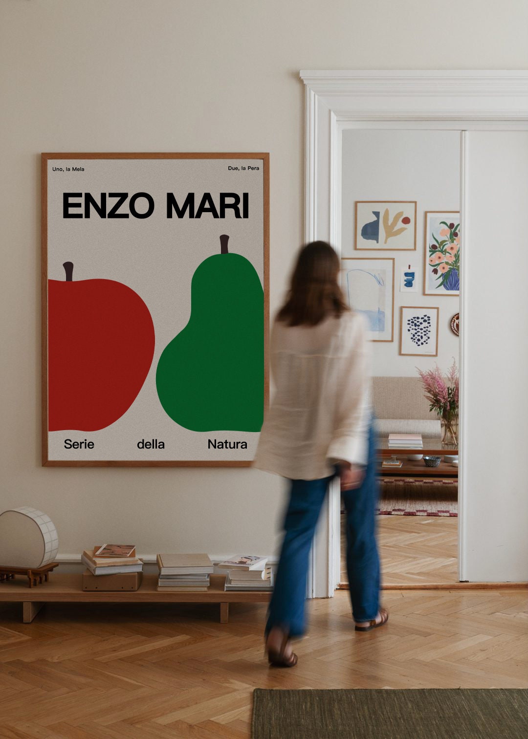 Enzo Mari Red Apple Green Pear Poster Danish Modern Art for Kitchen ...