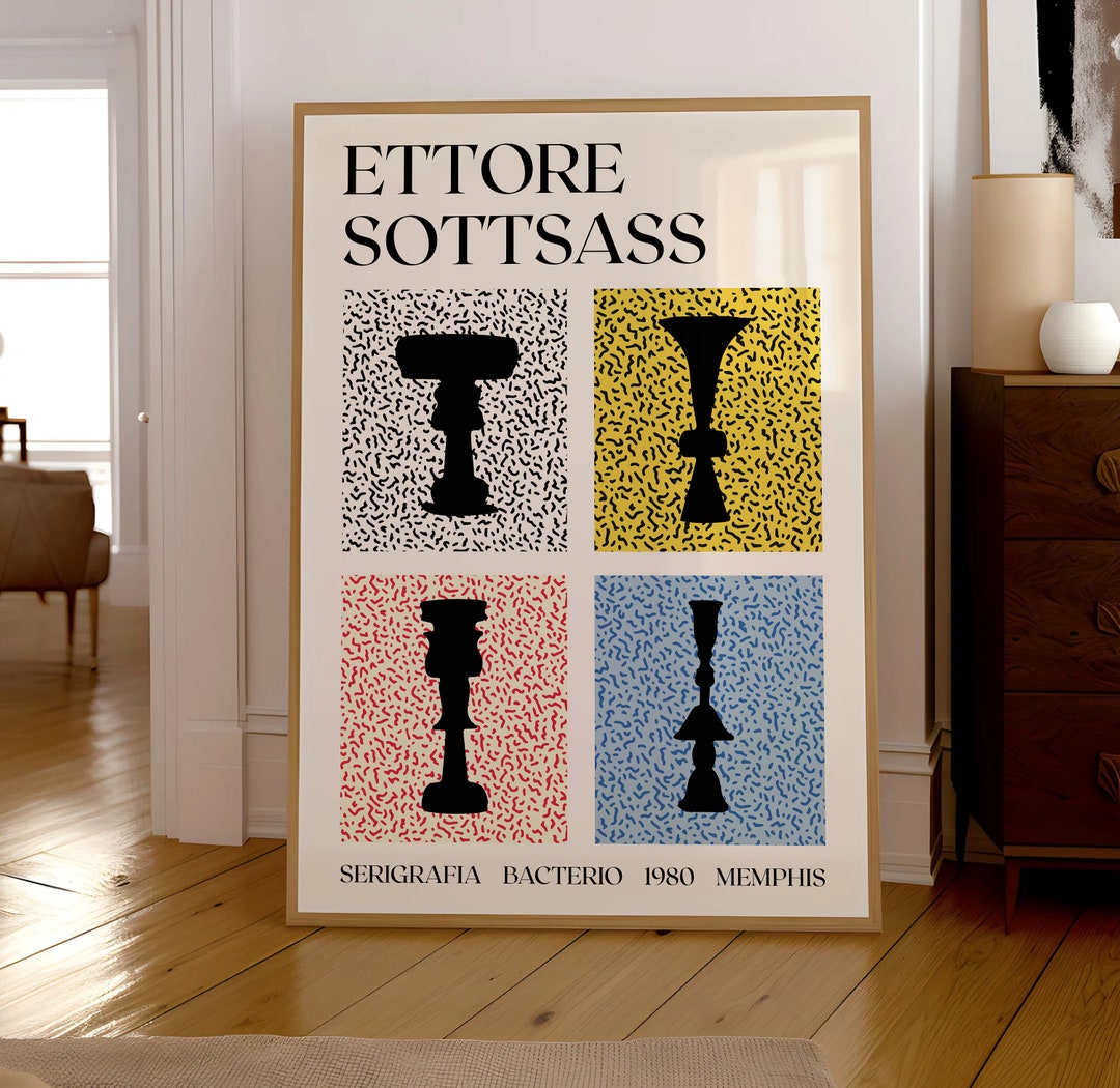 Ettore Sottsass Serigrafia Bacterio Poster Memphis Milano Post Modern ...