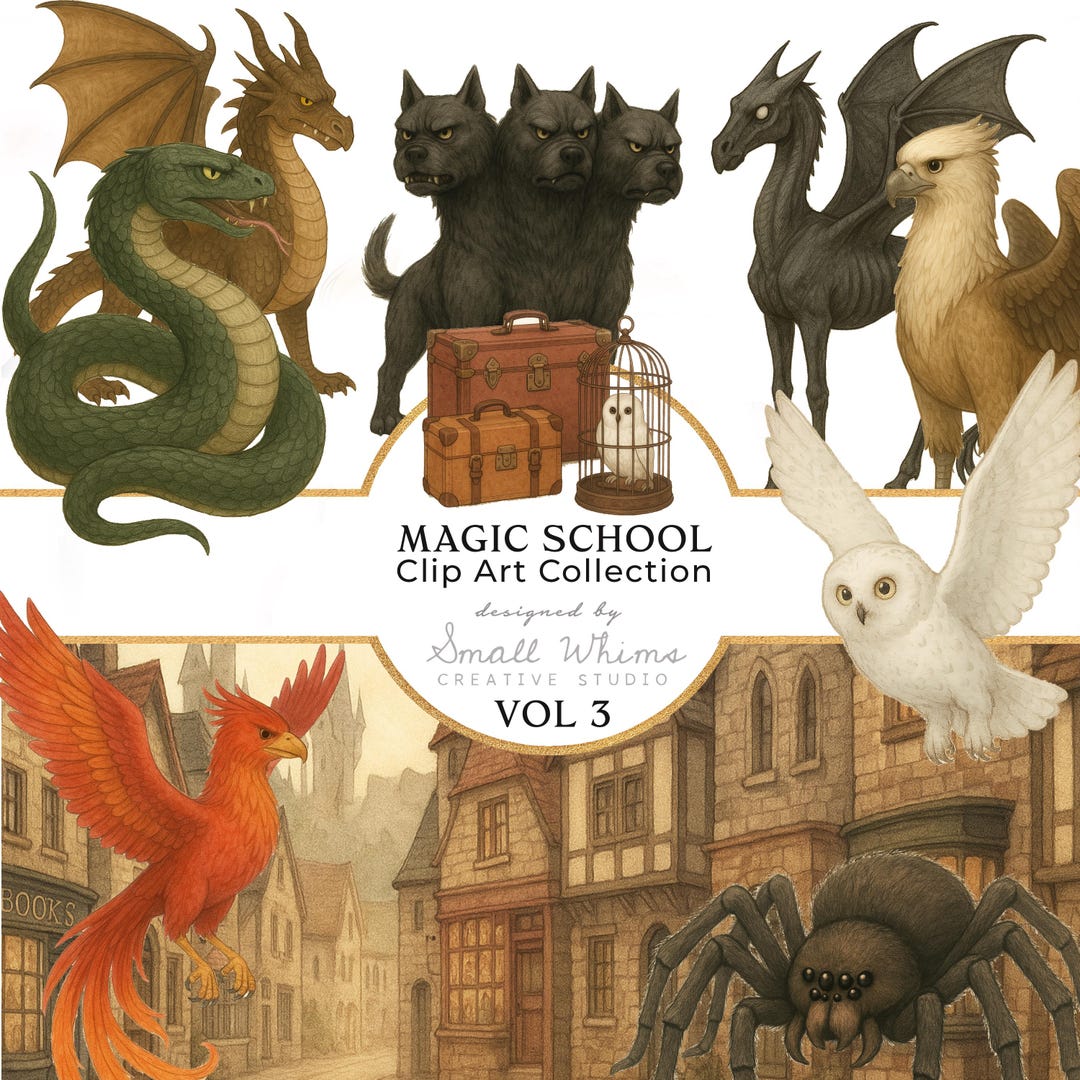 Magic School Cliparts – 10 Magical PNG Elements for Digital Design ...