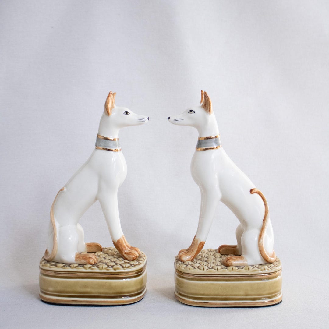 Staffordshire Dogs VTG Pair of Whippet Bookends Greyhound Statue Set ...