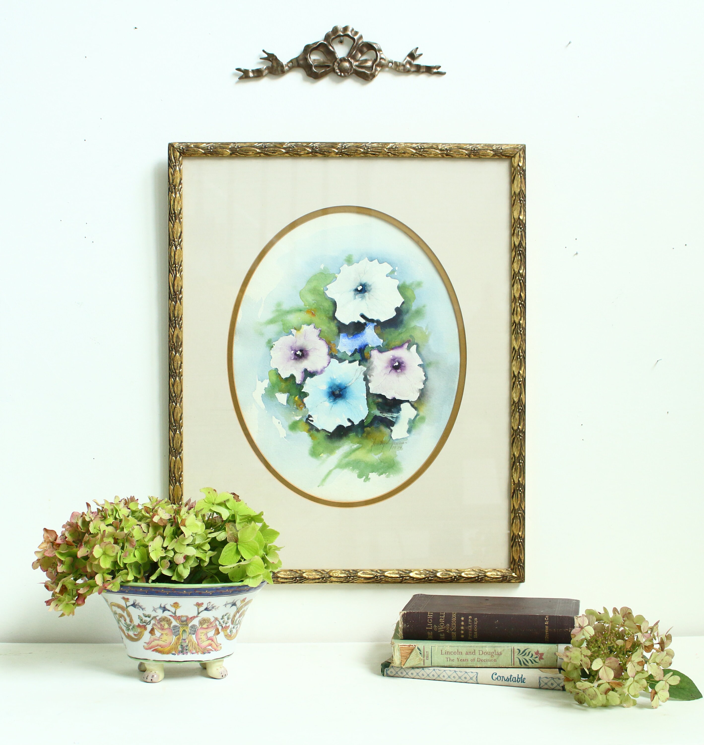 Brass Wall Decor Vintage Pediment Gold Hanging French Antique Wall Art ...