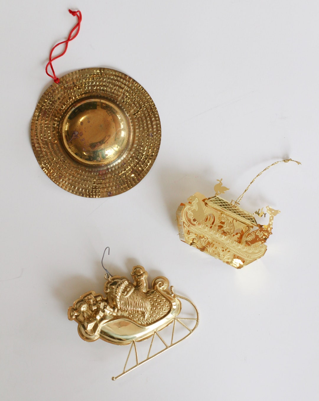 Vintage Brass Ornaments for Christmas Tree Santa Ornament Antique Brass ...