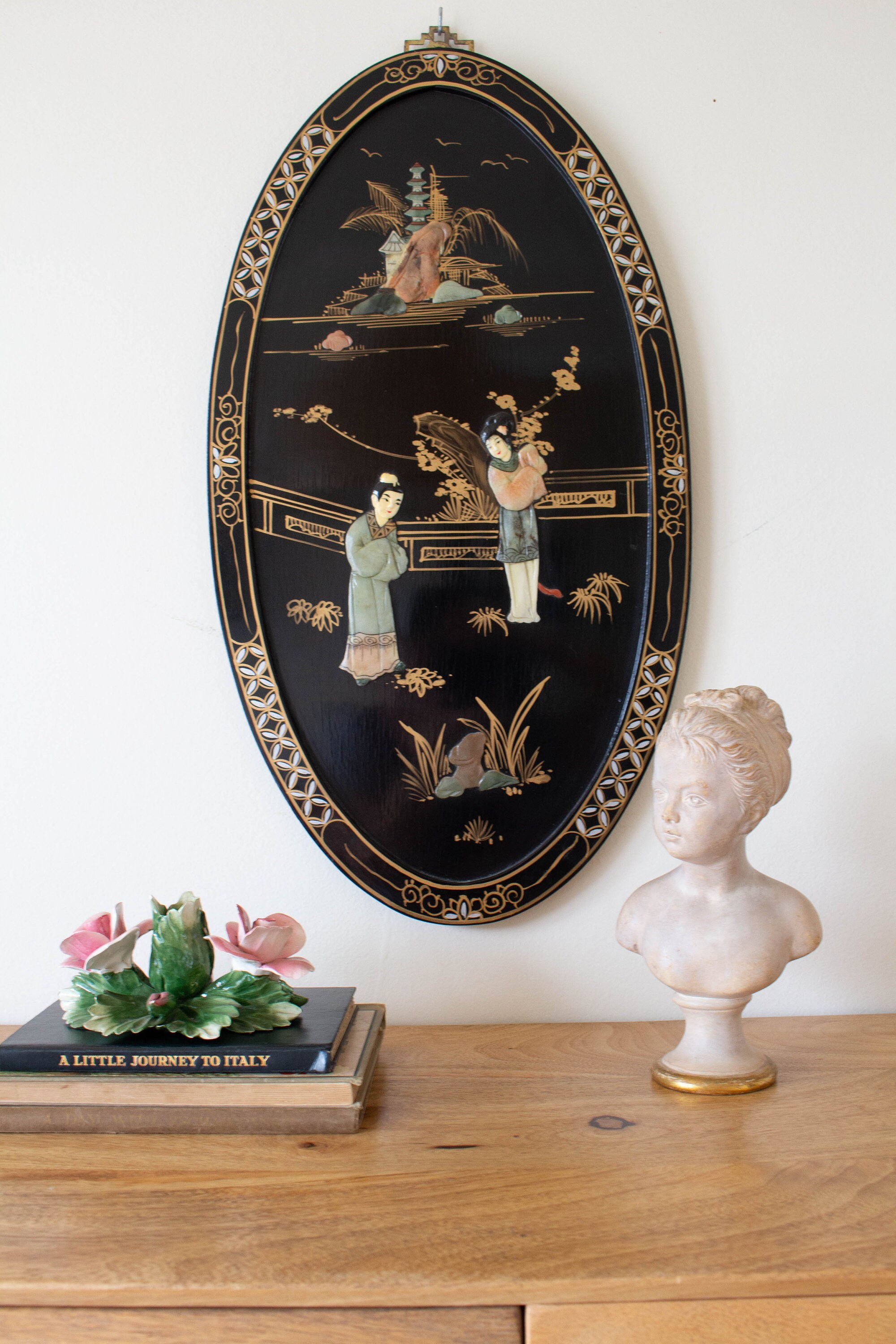 Vintage Asian Lacquered Wood Wall Panel Chinoiserie Black - Etsy