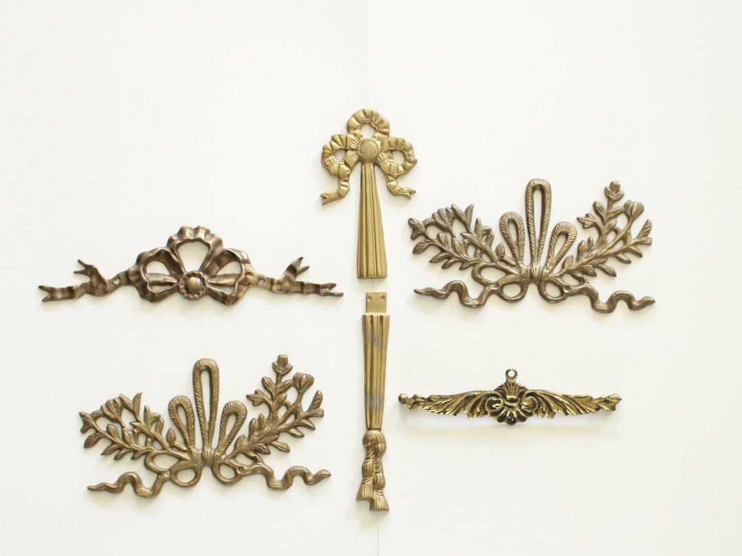 Brass Wall Decor Vintage Pediment Gold Hanging French Antique Wall Art ...