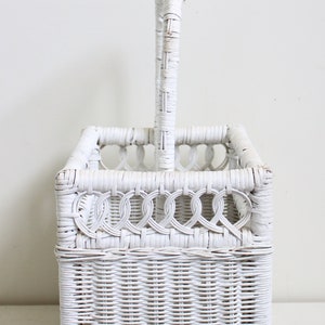 Vintage Wicker Magazine Rack, Record Storage, Wicker Storage Basket ...