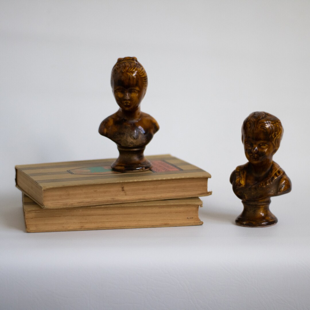 Statue Bust Sculpture Vintage Amber Glass Antique Pottery Busts ...