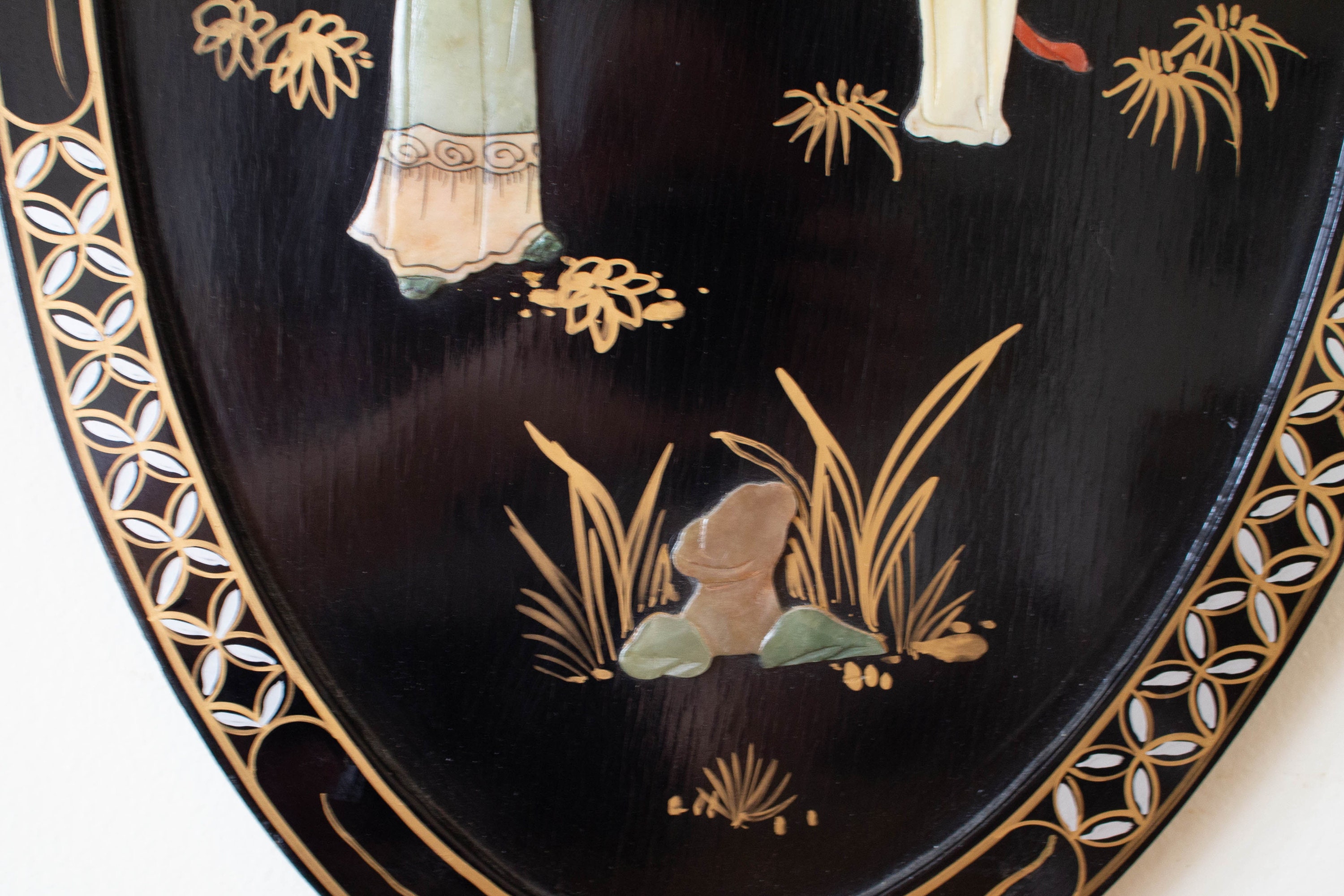 Vintage Asian Lacquered Wood Wall Panel Chinoiserie Black - Etsy