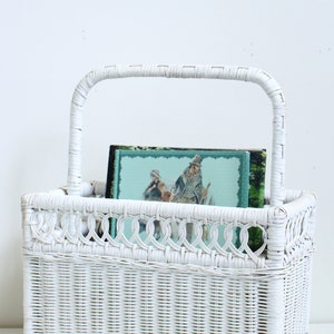 Vintage Wicker Magazine Rack, Record Storage, Wicker Storage Basket ...