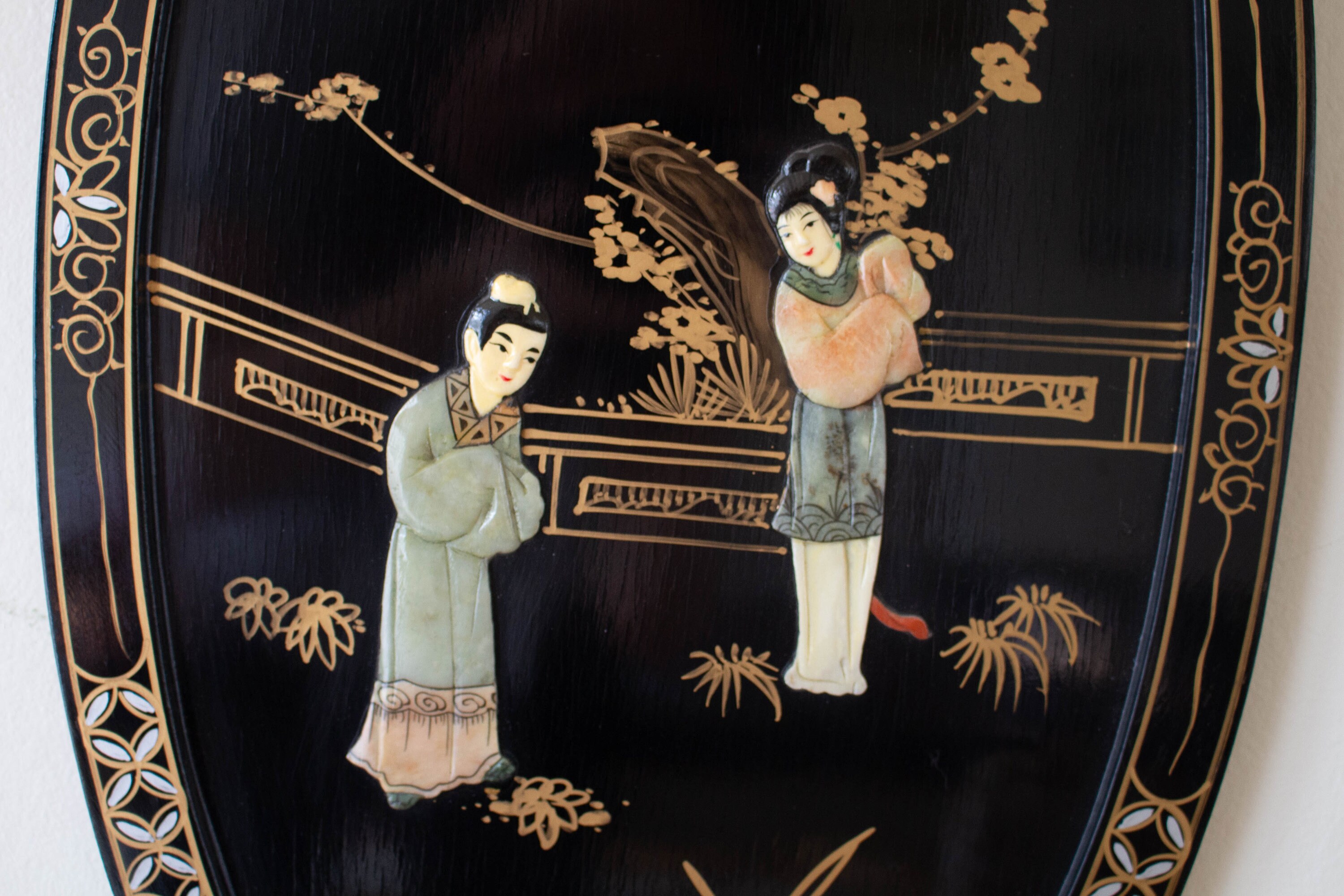 Vintage Asian Lacquered Wood Wall Panel Chinoiserie Black - Etsy