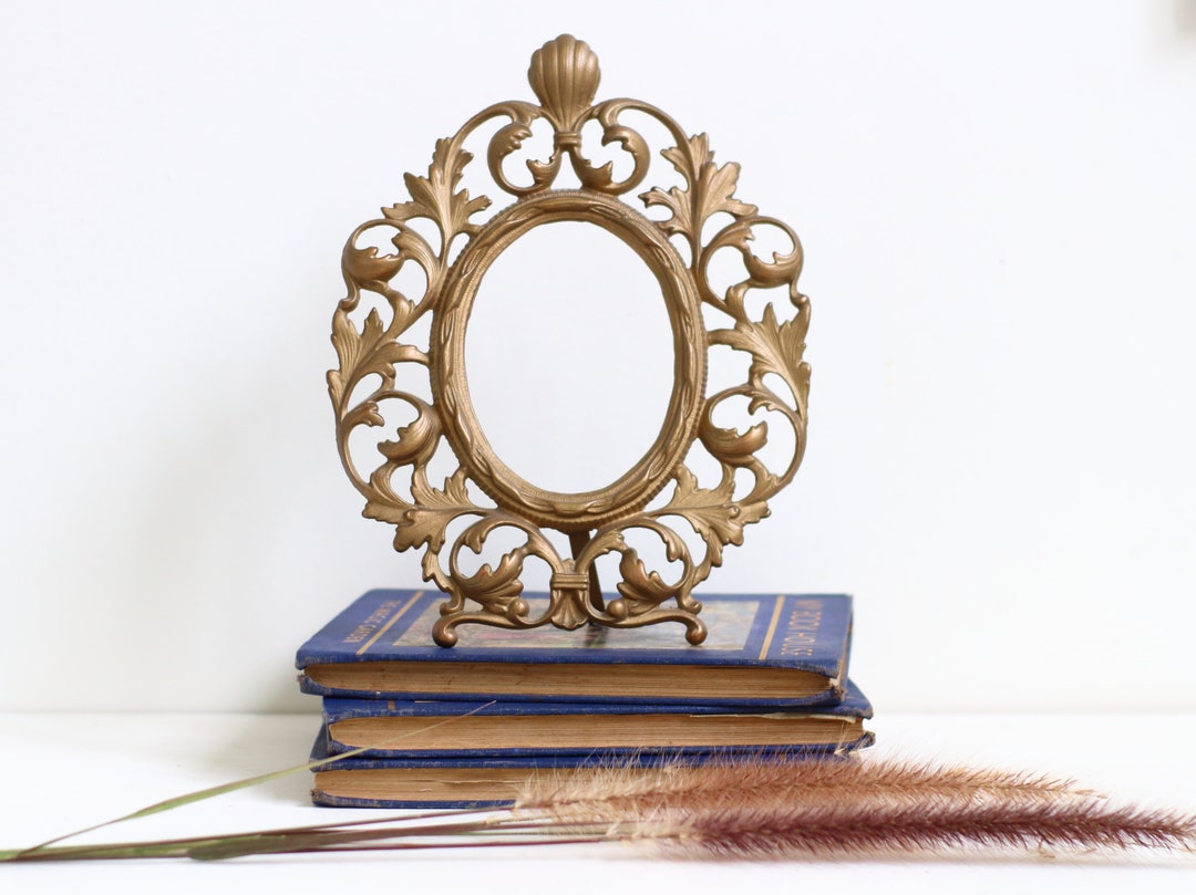 Brass Gold Frame, Ornate Picture Frame, Vintage Picture Frame, Mini Oil ...
