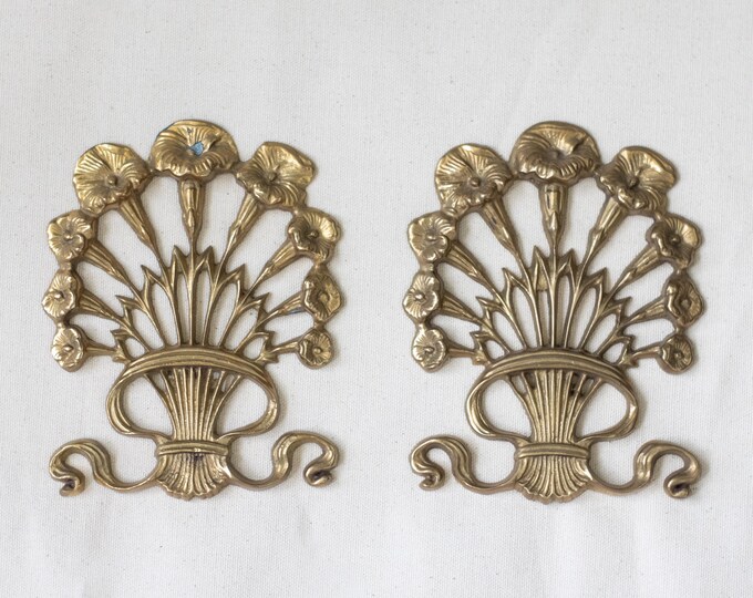 Brass Wall Decor Vintage Pediment Gold Hanging French Antique Wall Art ...
