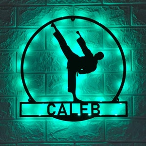 Custom Boy Karate Martial Arts Metal Wall Art With LED Light ...