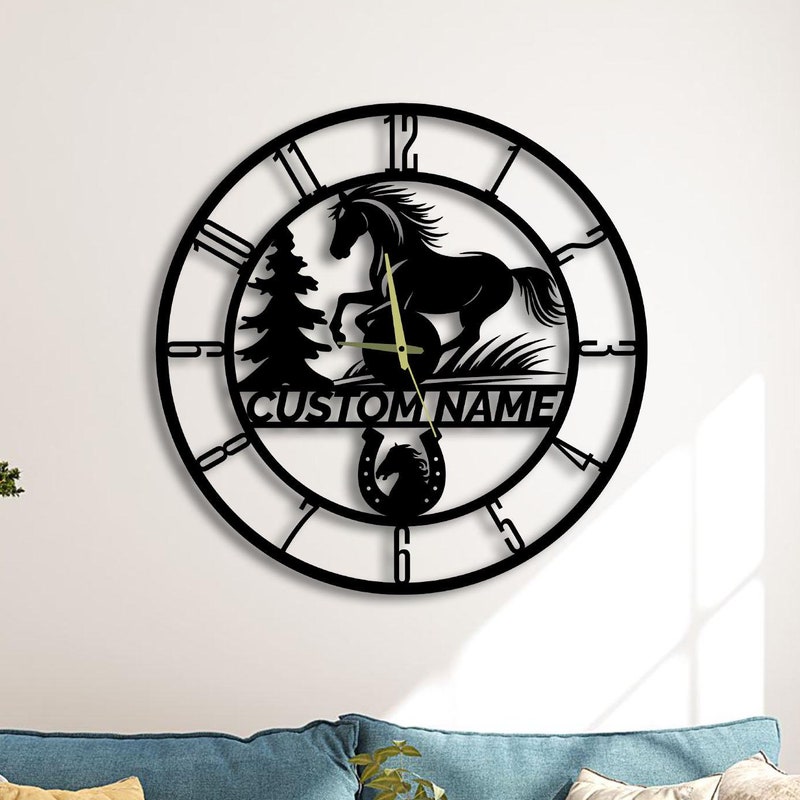 Large Wall Clock With Horse - Etsy