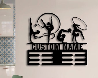 Custom Metal Rhythmic Gymnastics Medal Hanger Wall Art Led Light ...