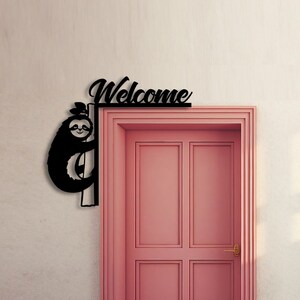 Small Sloth Door Corner Metal Wall Art, Sloth Door Topper, Cute Sloth ...