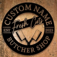 Customized Meat Centre Open Metal Wall Art LED Light, Personalized ...