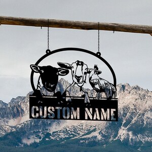Personalized Outdoor Metal Farm Goat, Donkey & Chicken Barn Ranch Sign ...